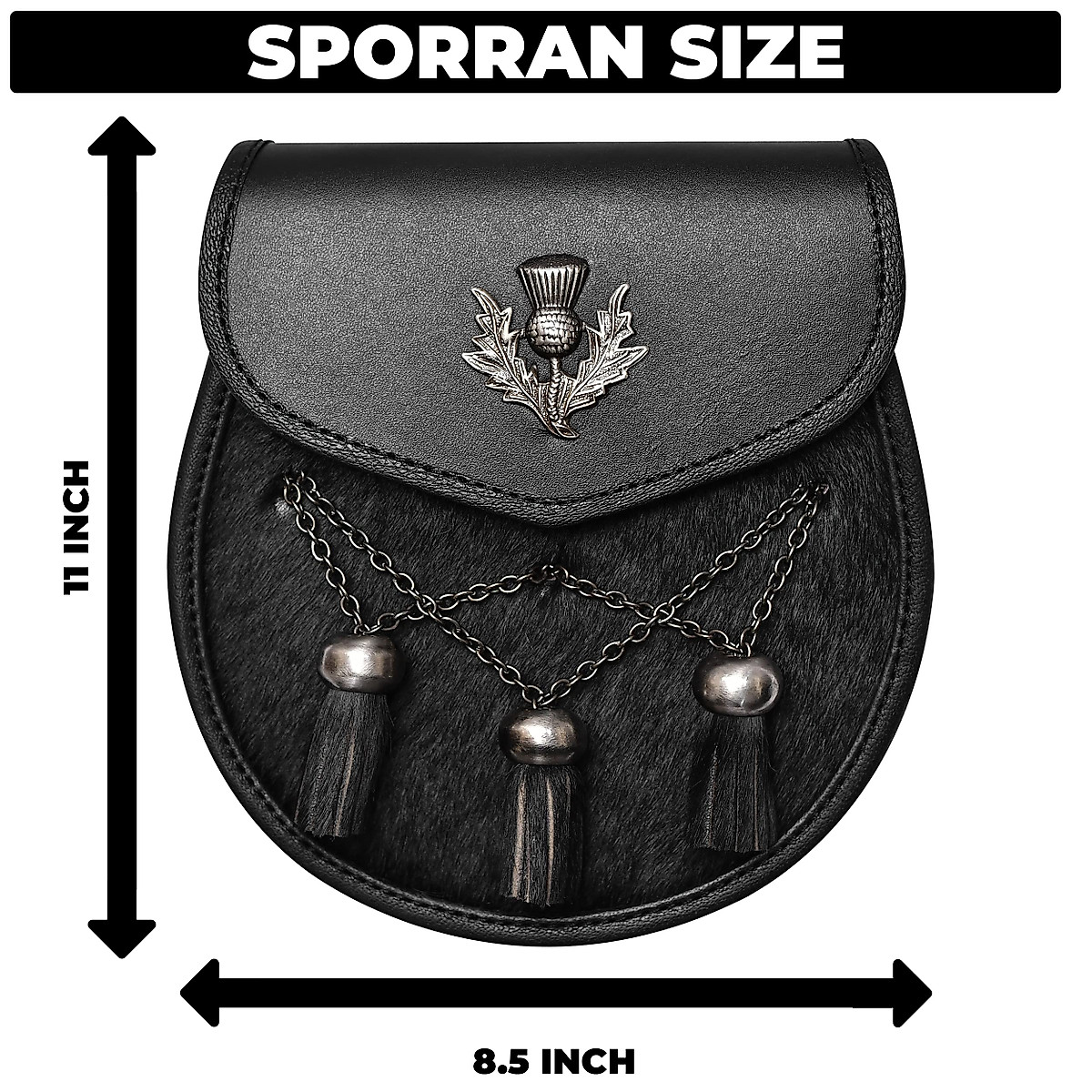 HIGHLAND REDSTONE Scottish Kilt Semi Dress Real leather Sporran (Brown Thistle)