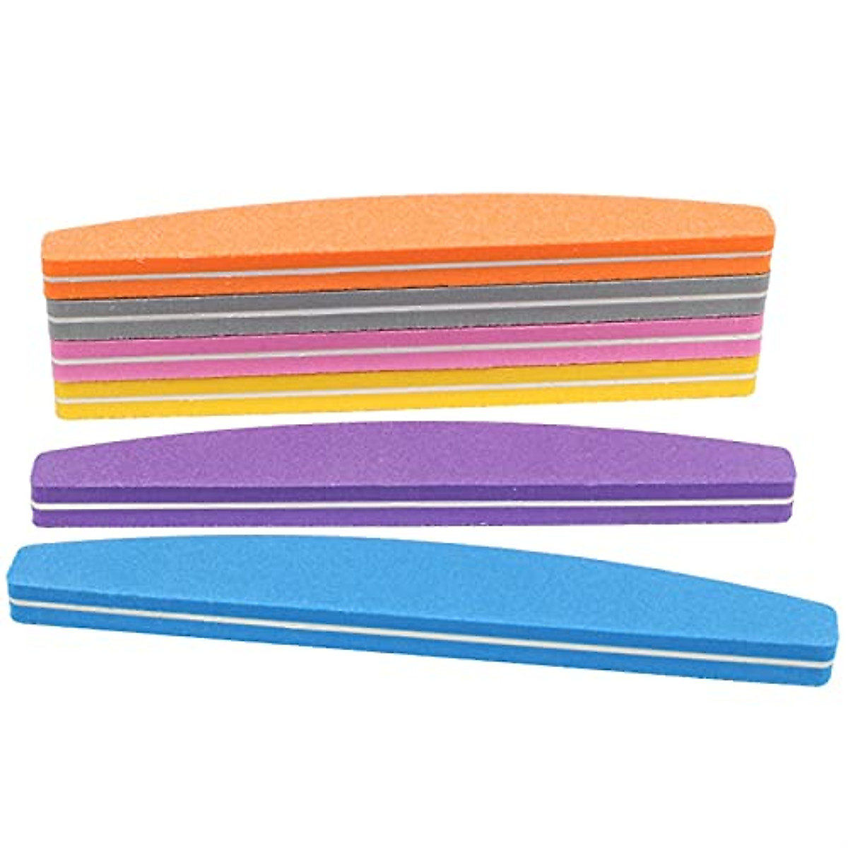 zenglingliang Nail Buffer Sanding Block 50pcs Sponge Sandpaper Nail Files for Manicure Nail Buffer Block 100/180 Colorful Boat Sanding Foam Emery Board Nail File (Color : Purple)