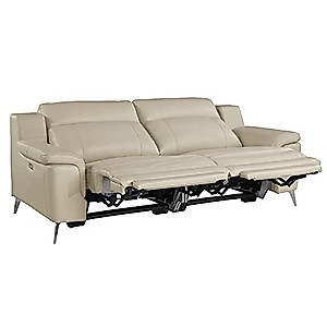 Lexicon Ezra Genuine Leather Power Reclining Sofa, Beige