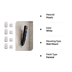 Excelity Set of 4 Remote Controller Plastic Wall Hook Holder with Self Adhesive
