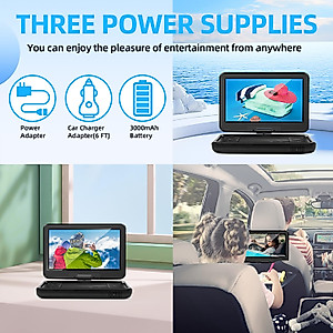 Feihe 10.1" Portable TV/DVD Player - FHD IPS Swivel LED Screen, Digital Tuner/HDMI/USB/AV, Region-Free, Built-in Battery, High Volume Speakers - Perfect for Car/Travel