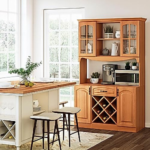 Living Skog Galiano 73'' Pantry Buffet White Buffet with Wine Rack Drawer and Hutch
