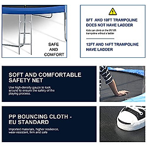 BestMassage 12FT Trampoline with Ladder and Safety Enclosure Net Jump Trampoline Outdoor PVC Spring Cover for Children and Adults