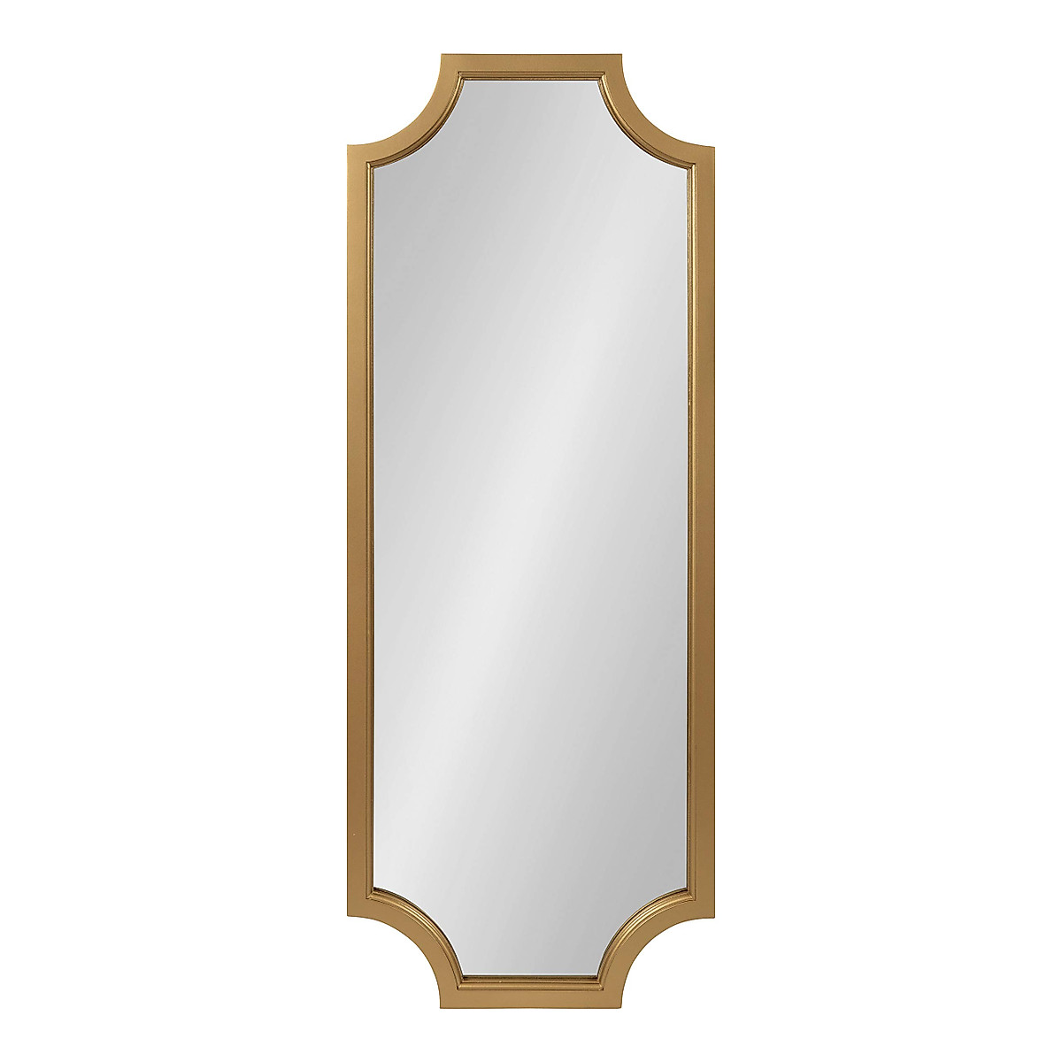 Kate and Laurel Hogan Wood Framed Full-Length Wall Mirror with Scallop Corners, 18x48 Inches, Gold