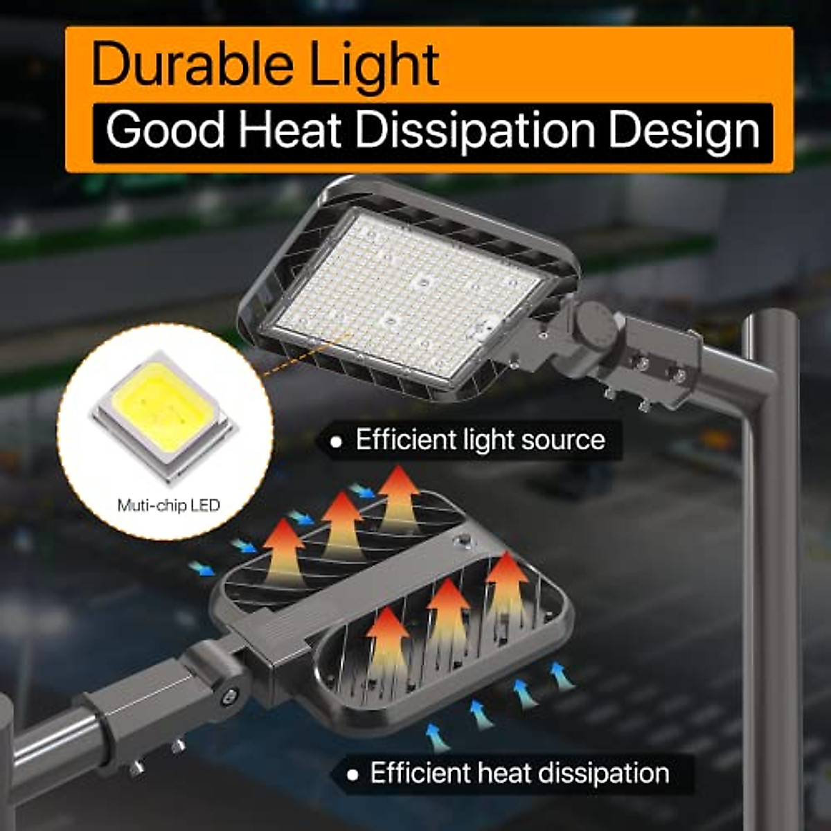 DEMILARE 150W Parking Lot Light Quick Installation Dusk to Dawn Led Shoebox Lights with Slip Fit Mount 100-277V Street Pole Lights 5000K IP65 Waterproof Outdoor Lighting for Stadium, Barn, Road