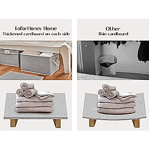 LoforHoney Home Fabric Storage Bins with Lids for Organizing, Foldable Storage Boxes with Lids for Shelves, Clothes Baskets with Cotton Rope Handles, Closet Storage Bins, Large, Light Gray, 2-Pack