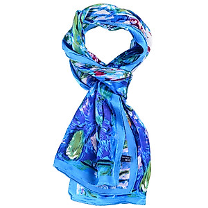 Salutto Women 100% Silk Scarves PaintedLotus Pond Scarf