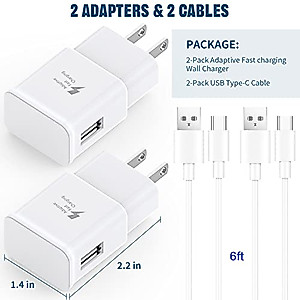 Samsung Charger Fast Charging with USB Type C Cable 6FT for Samsung Galaxy S10/S10e/S10 Plus/S9/S9 Plus/S8/S8 Plus/S20 S21 S22 Ultra/Note 8/Note 9/Note 10/A13/A03s/A32/A31/A30/A50/A51/A52/A53 [2-Pack]
