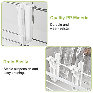 UFURMATE Cup Drying Hooks, 8Pcs Glass Bottle Drying Rack Hooks Shelf Basket Rack Hooks Bottle Drying Rack Stand Cup Holders for Dish Drainer Rack (White)