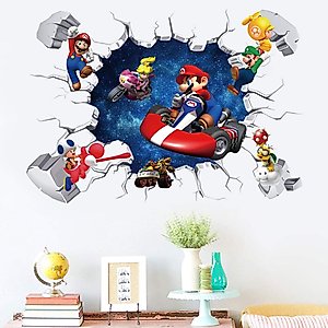 Mario Game Sticker Children's Cartoon Bedroom Background Wall Decoration Self-Adhesive Wall Sticker PVC (Mario A)