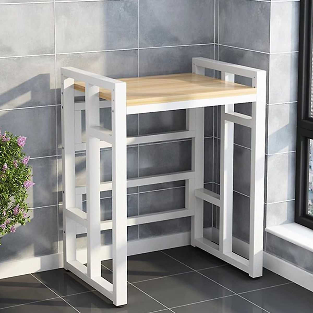 Topjia Thicken Washing Machine Shelf with Adjustable Shelf,Space Saver Stackable Storage Shelf,Washer Dryer Stacking Rack Stand for Laundry Room Apartments Garages(29.5"x25.6"x41.3", White)