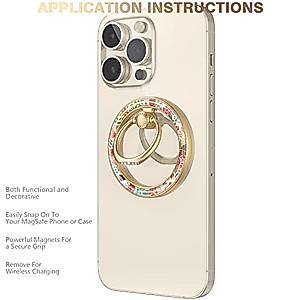 Magnetic Phone Ring Holder for MagSafe, Doflyesky Flowers Magnetic Phone Grip, Phone Stand and Phone Finger Ring for iPhone MagSafe, Magsafe Accessories