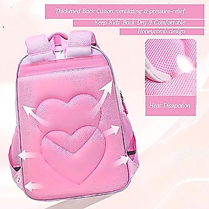 Dorlubel Girls Unicorn Backpack for Elementary School Bags Cute Love Heart Large Capacity Lightweight Bookbag(Purple Caticorn)