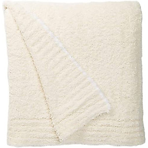 Barefoot Dreams Contrast Trim Throw Blanket 45 x 60 Cream & White