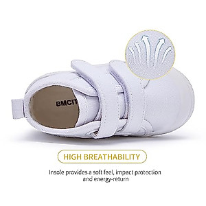 BMCiTYBM Baby Canvas Shoes Boys Girls Walking Sneakers Infant First Walkers Anti-Slip 6 9 12 18 24 Months White 12-18 Months Toddler