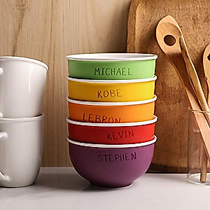 LIFVER Cereal Bowls, 24 Oz Soup Bowls, Ceramic Bowls, Ceramic Bowls for Soup Cereal Dessert, 5.75 Inches, Multicolour, Microwave and Dishwasher Safe, Set of 6