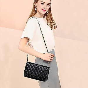 Glamorstar Gold Purse Chain Straps Woven Leather Crossbody Replacement Straps for Handbag Wallets Clutch Bags Black 120cm/47in