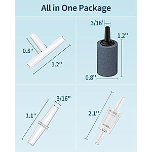 Pawfly 64 GPH Aquarium Air Pump with Dual Outlets Adjustable Quiet Oxygen Aerator Pump with Airline Tubing Air Stone Connector and Check Valve Accessories for Fish Tanks up to 75 Gallons
