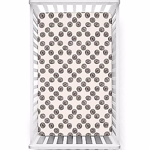 Doodle Themed Fitted Crib Sheet,Standard Crib Mattress Fitted Sheet Soft and Breathable Bed Sheets - Baby Crib Sheets for Girl or Boy,28“ x52“,Dark Taupe Pearl