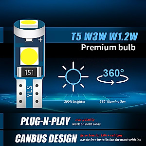 BELOMI 20 Pcs T5 LED Lights for Car Dashboard, High Light Bulb 3030-3SMD Replacement with Twist Lock Socket, Super Bright Light for Instrument Cluster Dashboard Panel Gauge Indicator (Purple)