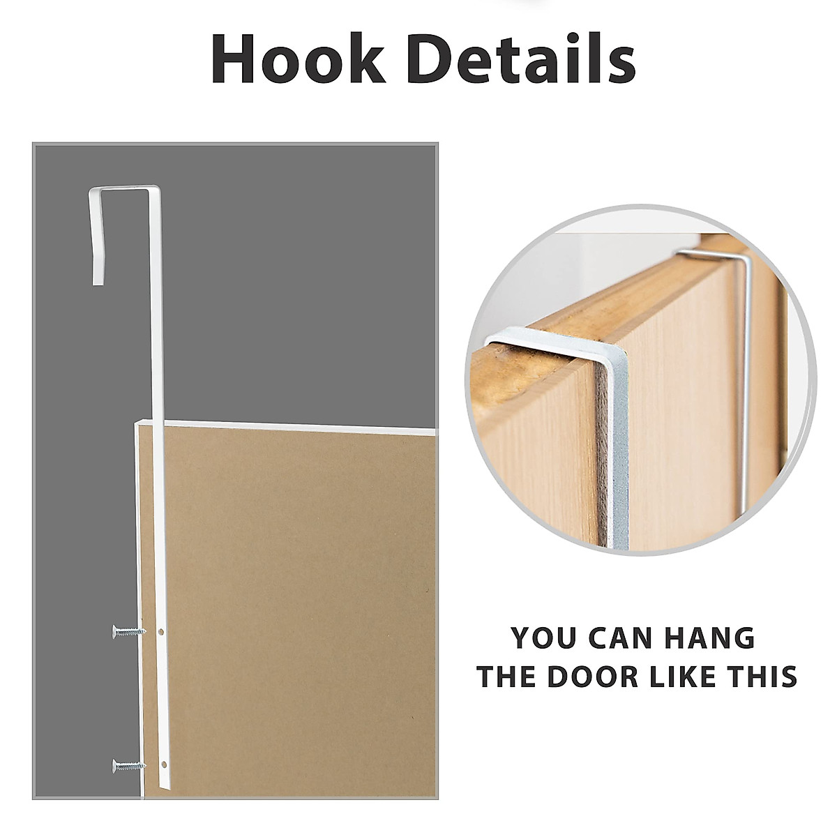 MIRUO Over The Door Mirror Full Length with Hanging Brackets, or Leaning Against Wall Mounted On Wall, Door, 44''x16'', White (JJ01398AAG- AM002)