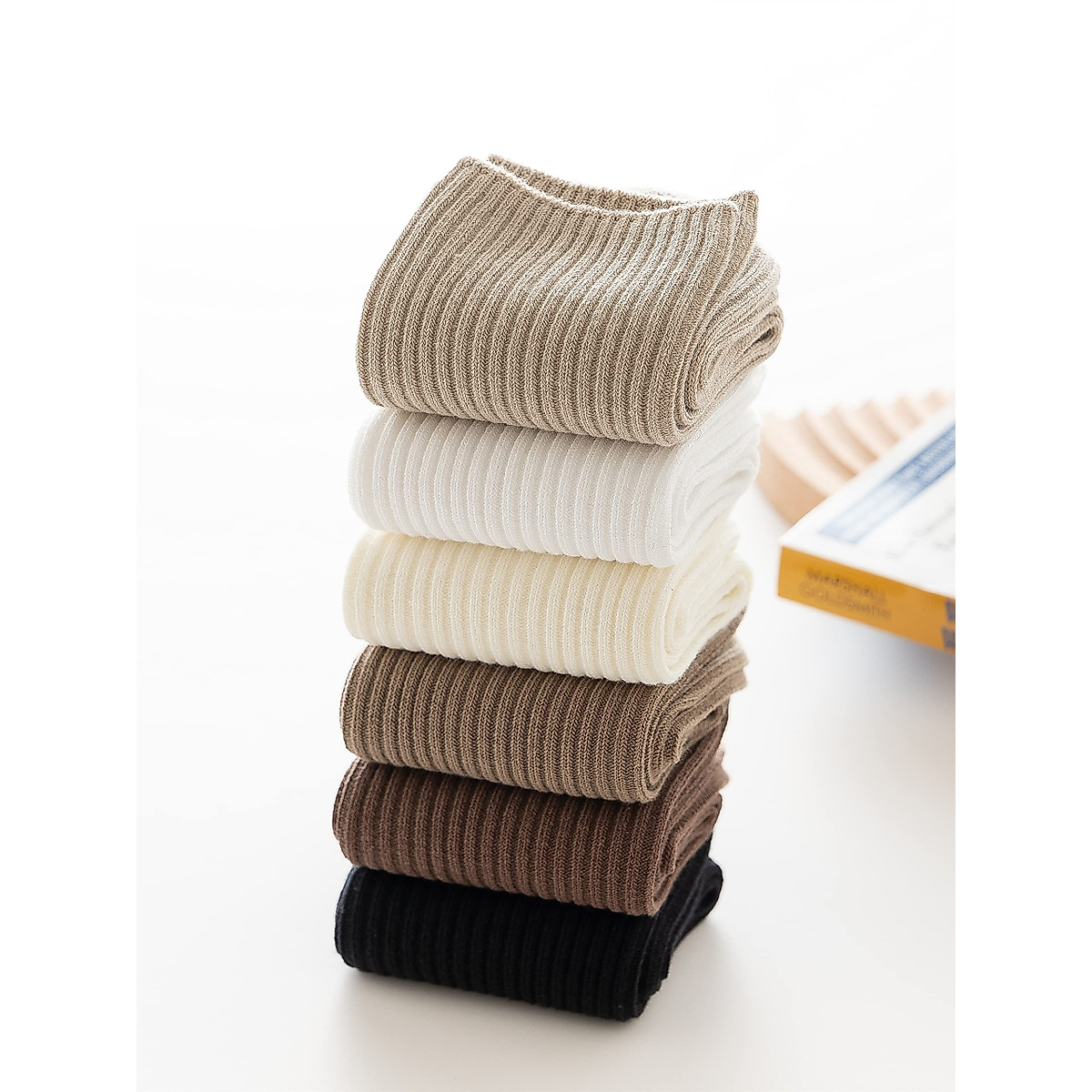 ACCFOD 9-11 Crew Socks for Women, Soft Thin Cotton Socks for Women Girls - Solid Color