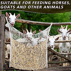 2 Pcs Slow Feed Hay Net Hay Feeder Hay Bags for Horses Goat Stall Trailer Horse Feeding Supplies (White,35 x 31 Inch)