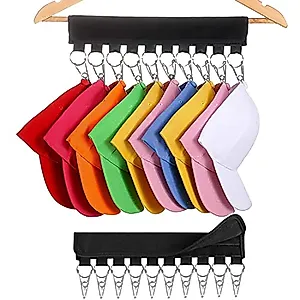 PUPOPIK 2 Pack Hat Rack for Baseball Caps Hat Organizer, 10 Hat Storage Clips for The Storage of Hats in The Closet and Room, Hat Rack Organizer - Fits All Size Hangers,Black (BLACK-2PACK)