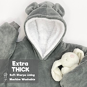 Wearable Blanket Kids 3-10yr, Fun Animal Kids Blanket Hoodie, Kids Comfy Hoodie Blanket, Kids Hooded Blanket Girl Boy Toddler (Blue Shark Hoodie)