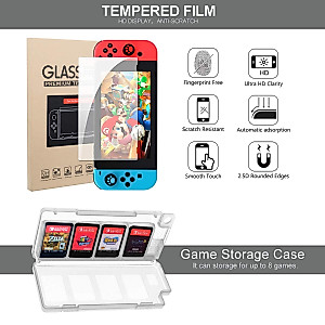 Switch Accessories Bundle, Kit with Carrying Case, Protective Case with Screen Protector, Compact Playstand,Game Case, Joystick Cap, Charging Dock, Grip and Steering Wheel for Nintendo Switch(20-in-1)