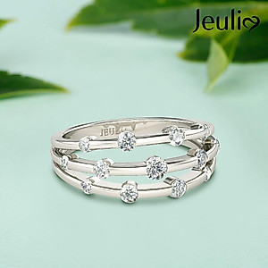 Jeulia 1 Carat Star RIngs for Women 925 Sterling Silver Cubic Zirconia Wedding Band CZ Solitaire Engagement Rings Anniversary Promise Romantic Jewelry Gift (9)