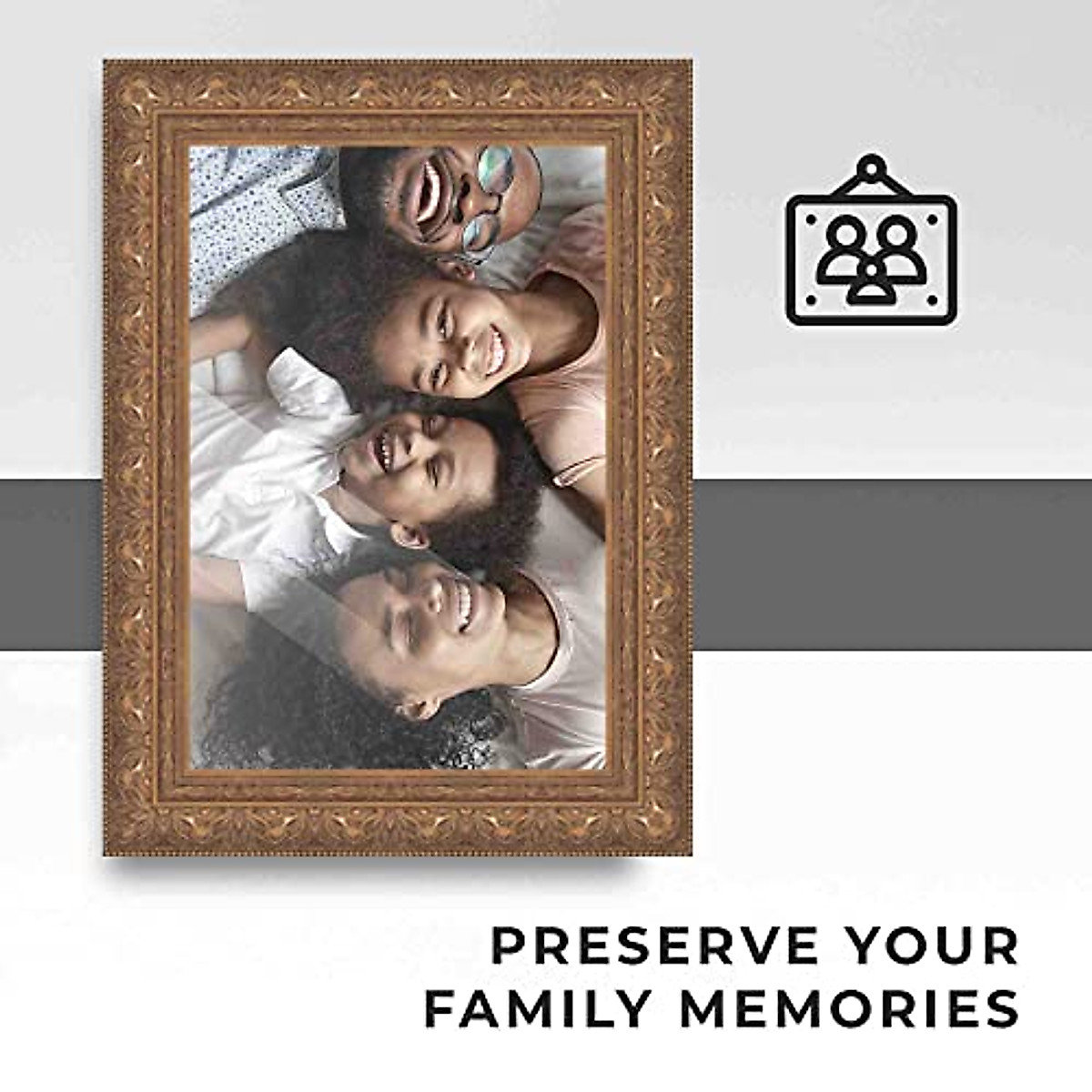 22x28 Frame Gold Real Wood Picture Frame Width 2.5 Inches | Interior Frame Depth 1 Inches | Museo Bronze Ornate Photo Frame Complete with UV Acrylic, Foam Board Backing & Hanging Hardware