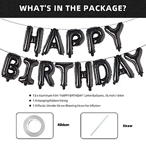 Happy Birthday Balloon Banner Letter Party Decorations, 16 Inch 3D Aluminum Foil Inflatable Hanging Letter kit set, Party Decor and Event Decorations Favor and Supplies for 1St Birthday Kids