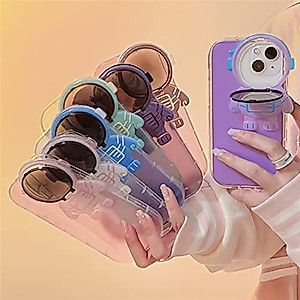 Beskinmer Compatible with iPhone 11 Case,Cute Clear Astronaut Case for Women with Astronaut Folding Camera Cover Kickstand Case Slim Soft TPU Shockproof Bumper - Clear