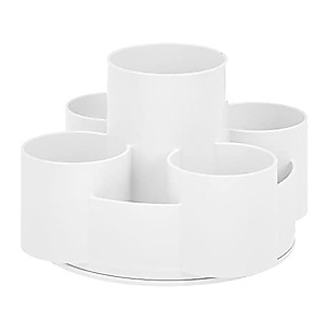mDesign Spinning Lazy Susan Makeup Turntable Storage Center - 9 Sections - Rotating Organizer for Bathroom Vanity Counter Tops, Dressing Tables, Cosmetic Stations, Dressers - White