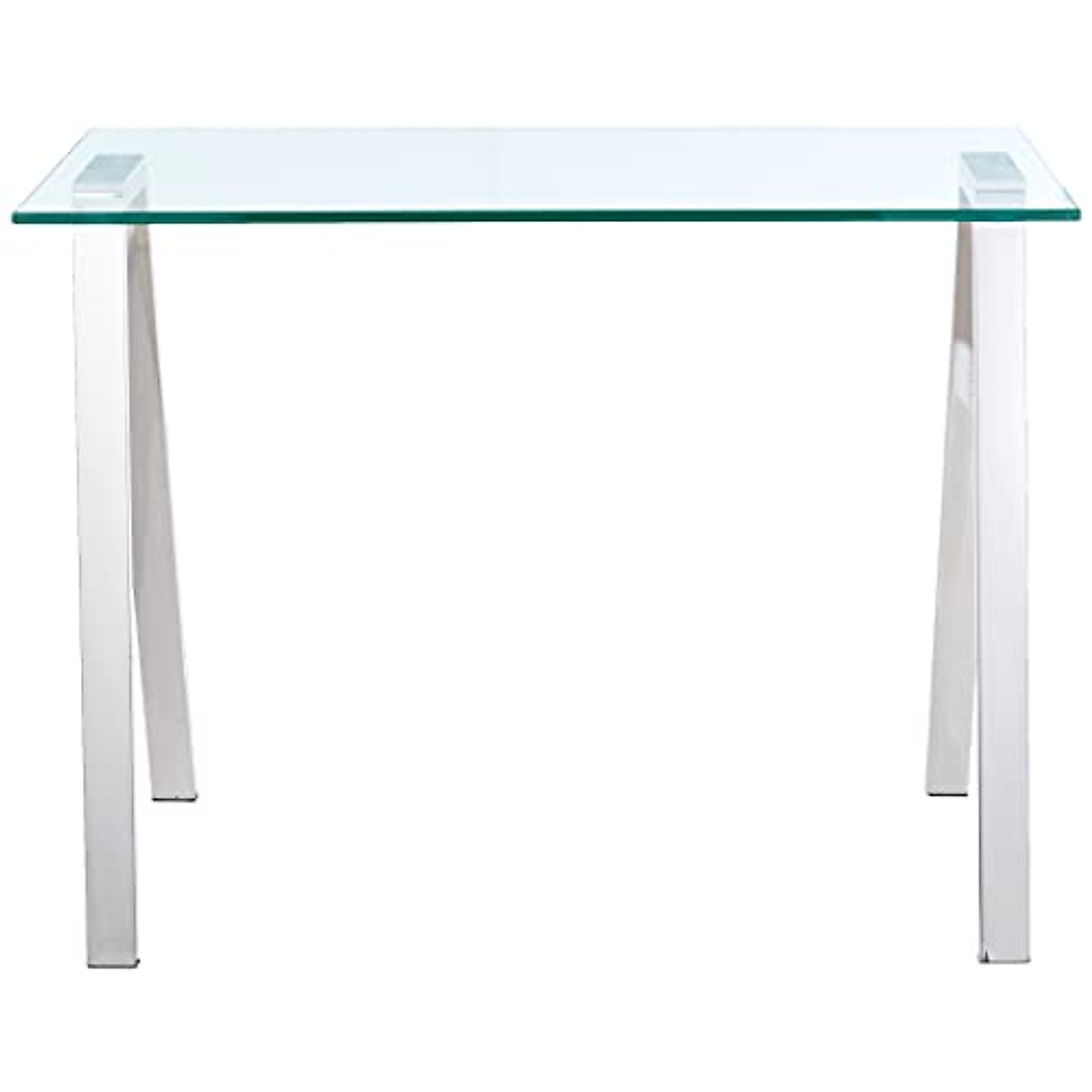 Cortesi Home Trixie Glass Top Desk/Console Table with Stainless Steel Frame