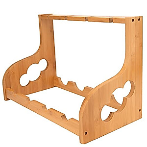 LEIMO KPARTS Wine Racks countertop with Glass Holder, Bamboo Tabletop Wine Rack, Counter top Bottle Wine Rack Shelf, Freestanding Wine Rack Hold 4 Bottles and 4 Glasses