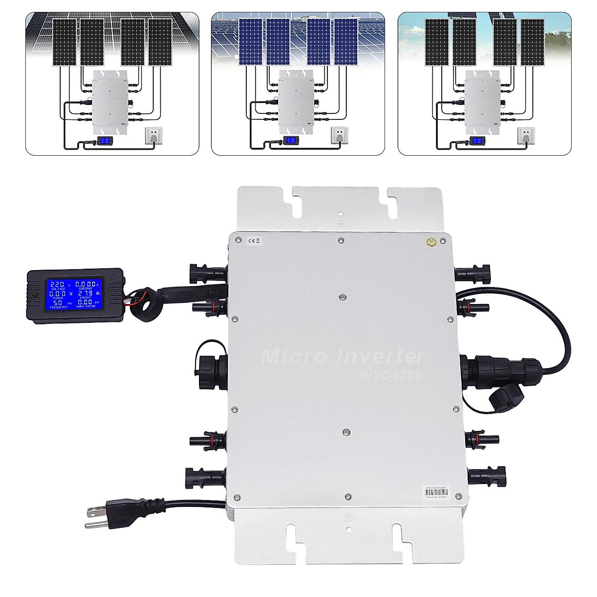 Solar Micro Inverter, Waterproof Wvc-1200W Grid Tie Mppt Pure Sine Wave Dc to Ac Solar Grid Tie Micro Inverter Solar & Wind Power Inverters (1200W)