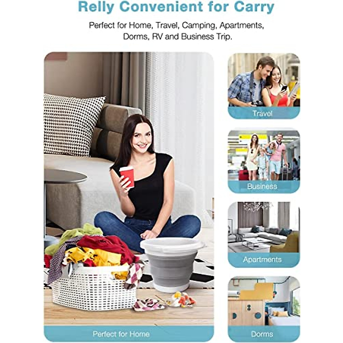 Portable Washing Machine, Mini Washing Machine Ultrasonic Turbine Wash, Mini Portable Washer for Underwear, Sock, Baby Clothes, Travel, Camping, Dorm, RV, Home Foldable Small Portable Laundry Machine