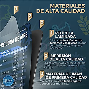 Air Fryer Magnetic Cheat Sheet Set, Air Fryer Accessories Cook Times, Airfryer Accessory Magnet Sheet Quick Reference Guide for Cooking and Frying (Spanish)