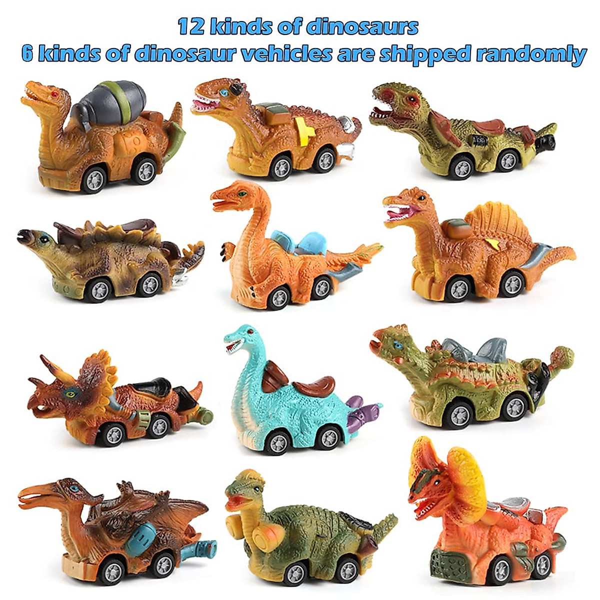 Cherislpy 6 Pack Jumbo Eggs with Dinosaur Pull Back Cars Toys Inside for Kids Boys Toddlers Easter Basket Stuffers Easter Egg Fillers