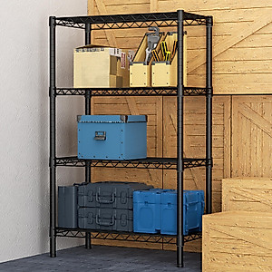 SINGAYE 4 Shelves Wire Storage Shelf 1400LBS Heavy Duty Storage Shelving Unit,Metal Organizer Wire Rack 36" W x 18" Dx 59" H Black