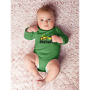Tstars Little Brother Tractor Loving Boys Baby Long Sleeve Bodysuit 6M Green