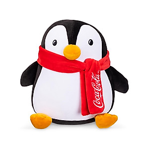 Coca-Cola 9" Penguin with Scarf Snowball Plushies, Soft, Squishy Stuffed Animal, Great Gift for Boy, Girl, Kids & Toddlers for Christmas & Birthdays, Cuddle Pillow, Dorm Bed Décor