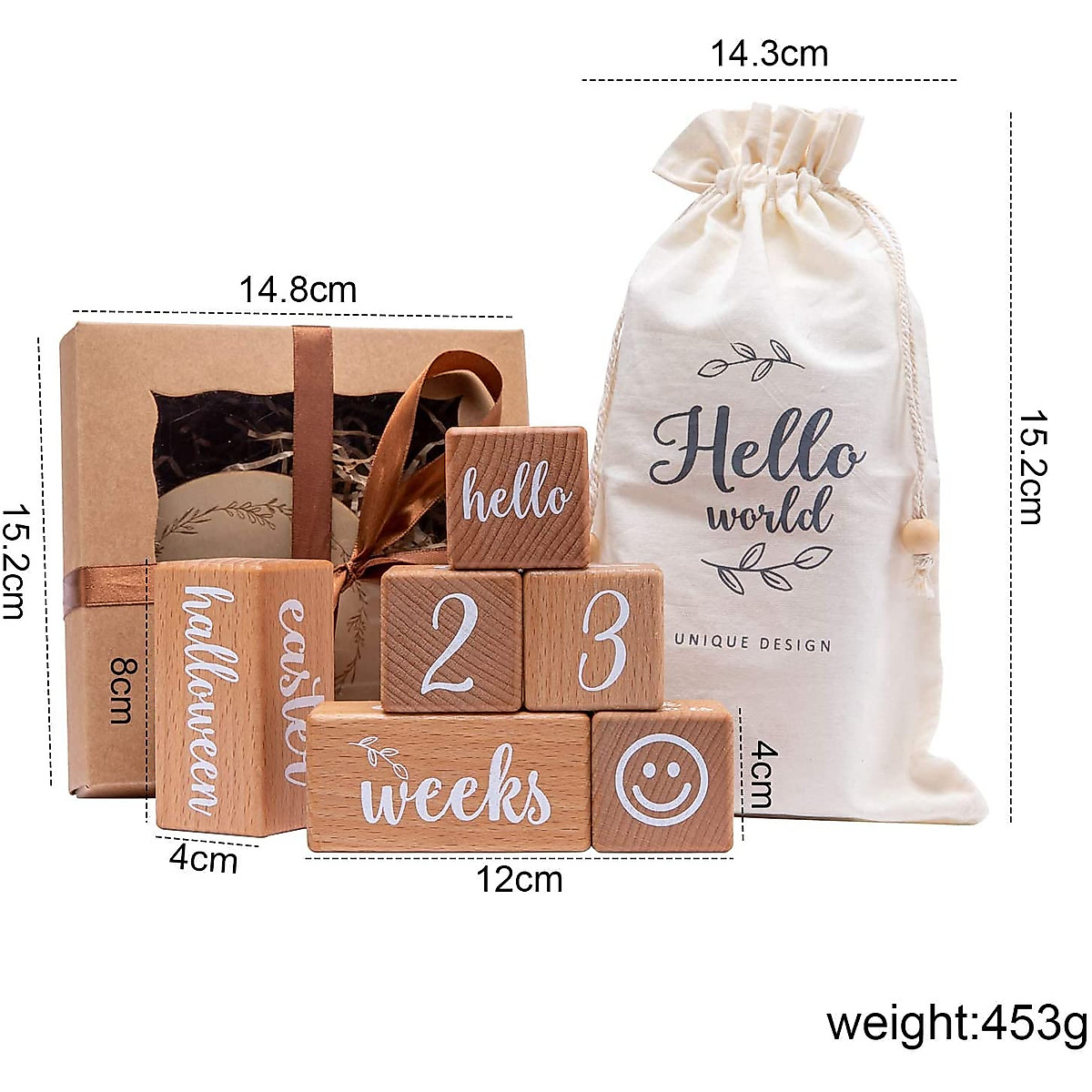 Promise Babe Milestone Blocks Set of 6 Baby Age Blocks for Monthly Milestone Wooden Photo Props Set Perfect for Baby Shower and Keepsake