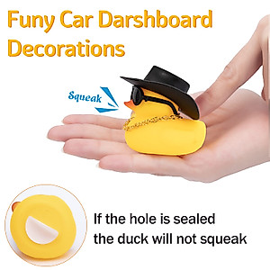 wonuu Rubber Duck Car Ornaments Yellow Duck Car Dashboard Decorations with Propeller Helmet for Christmas Decor and Home Decorations for Adults, Z-White Cowboy Hat