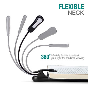 Vekkia Book Light Set with Charger, Clip on Reading Light in Bed with 3 Brightness, Up to 60 Hrs, Rechargeable, Eye-Care Warm LED for Read Before Bed (Incl Travel Case, Cable)