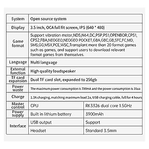 YBEST RG351V 3.5-inch Handheld Game Console, YIFAN HD IPS Screen Retro Portable Console Built-in 128G TF Card with 10000 Games, Black