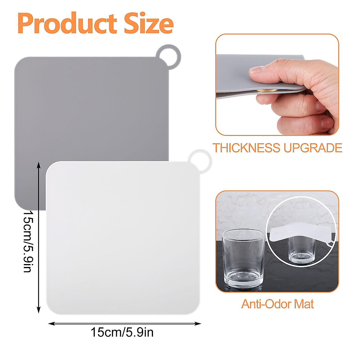 4PCS Shower Drain Cover 5.9 Inch Silicone Floor Drain Cover Silicone Floor Drain Anti-Odor Mat, Bathtub Drain Cover Silicone Kitchen Bathroom Bath Tub for Bathtub Kitchen Laundry Sink Accessories