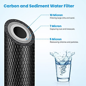 Brightify 10"x2.5" 5 Micron Carbon Water Filter, Whole House Carbon CTO Water Filter Cartridge Replacement Fits Culligan D-10A, P5-D, DuPont WFPFC8002, SCWH-5, GE FXWTC, Whirlpool WHCF-WHWC, 4 Pack